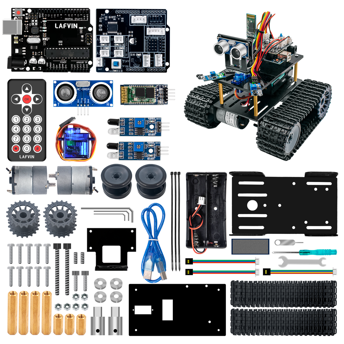 New! LAFVIN Mini Tank Robot Smart Robot Car Kit for Arduino Robot Educ