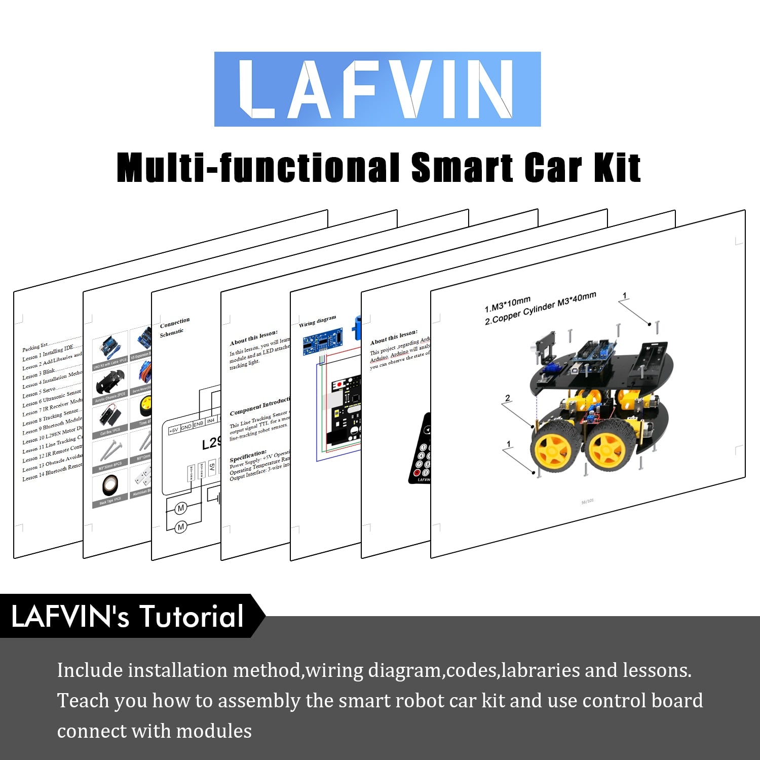 LAFVIN Multi-functional Smart Robot Car Kit for Arduino for UNO , with