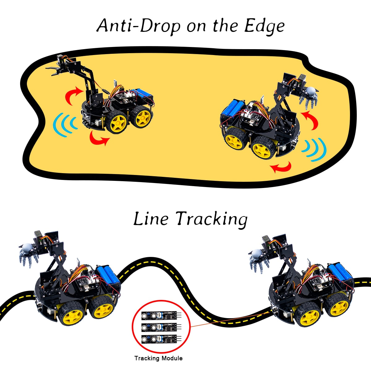 LAFVIN Mechanical 4WD Robot Arm Car Kit for Arduino Robot Car Robot Ar