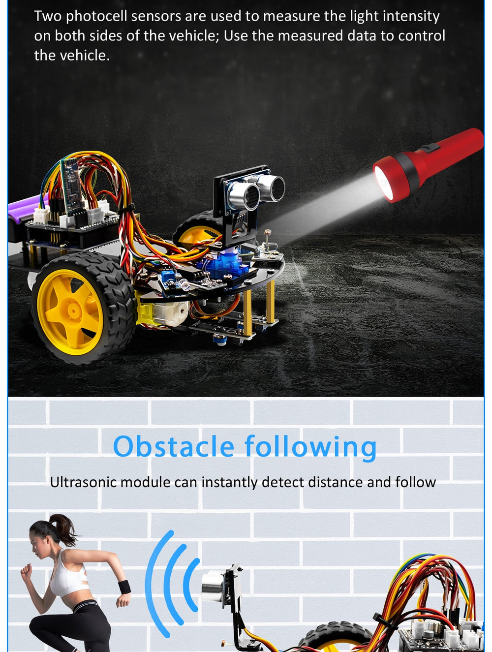 LAFVIN Smart Robot Car 2WD Chassis Kit with Ultrasonic Module, L298N D