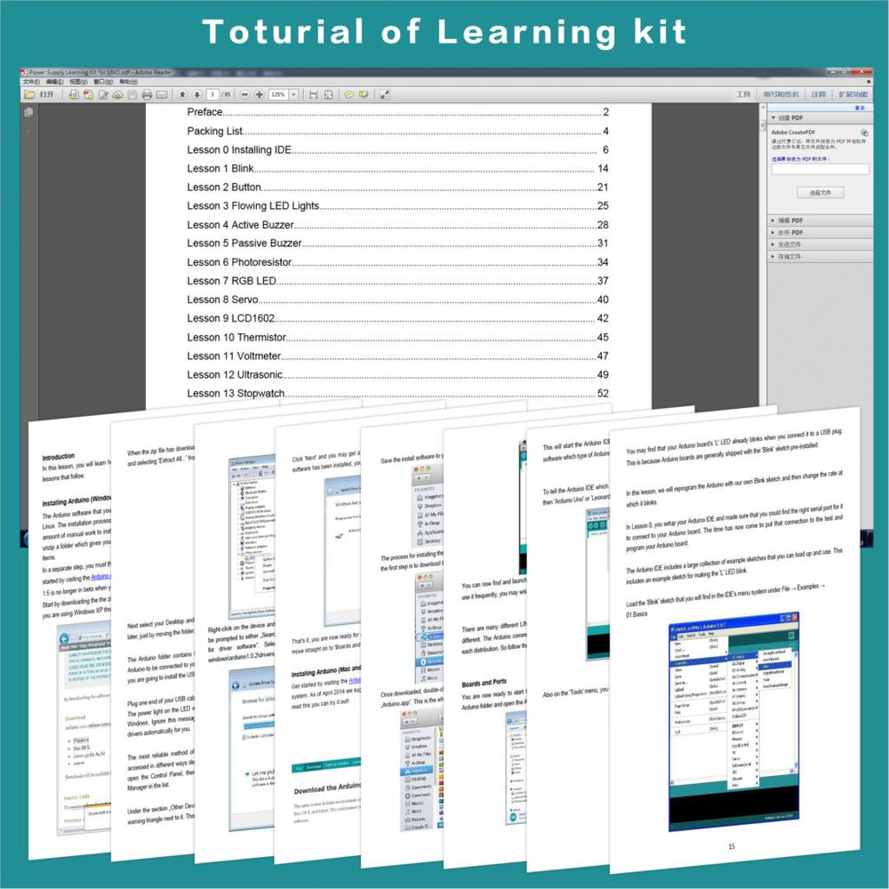 LAFVIN Power Supply Learning Kit UNO R3 Project including Ultrasonic S