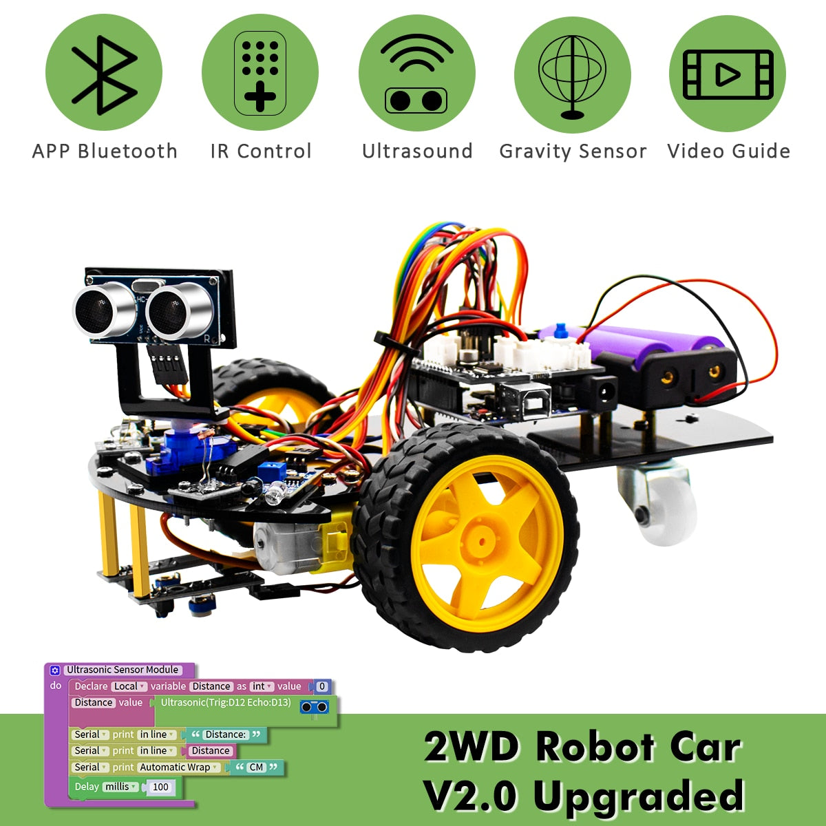 LAFVIN Smart Robot Car 2WD Chassis Kit Upgraded V2.0 for Arduino Robot